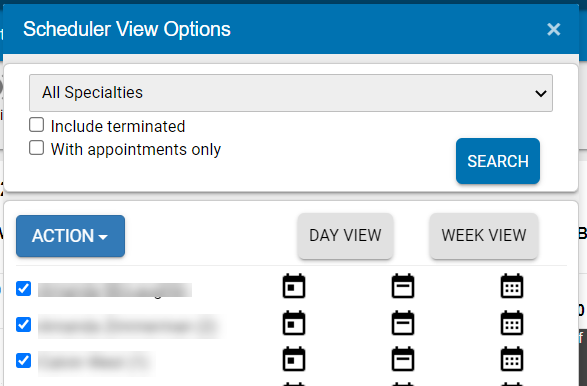 Selecting a Scheduler View – Practice Pro Knowledge Base