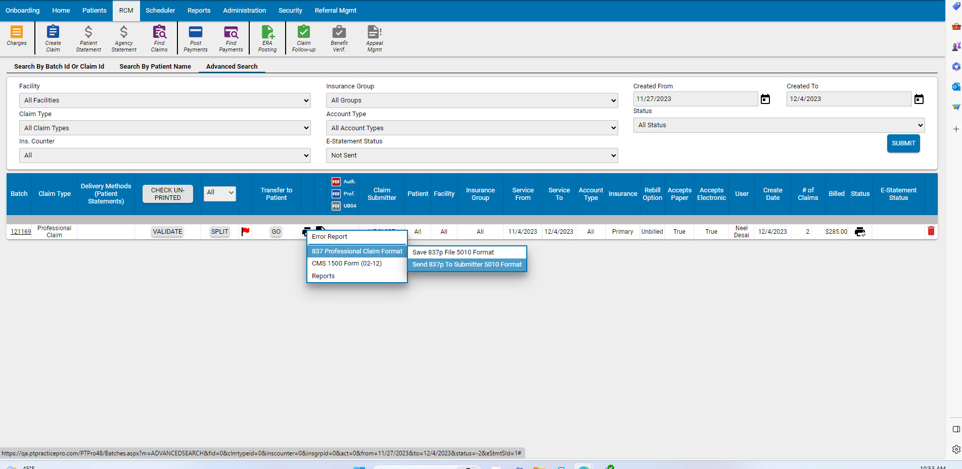Submit a Claim Electronically – Practice Pro Knowledge Base