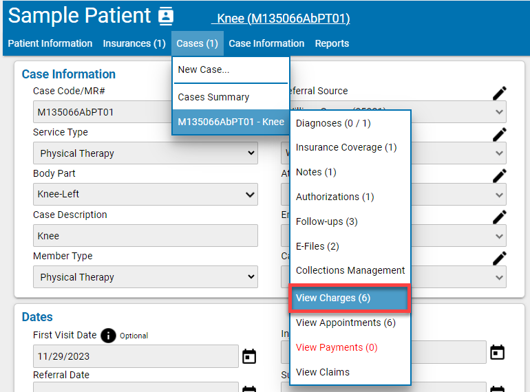 View Charges – Practice Pro Knowledge Base