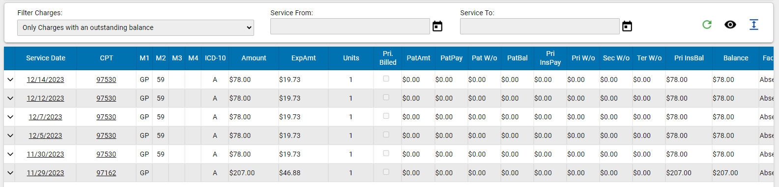 View Charges – Practice Pro Knowledge Base