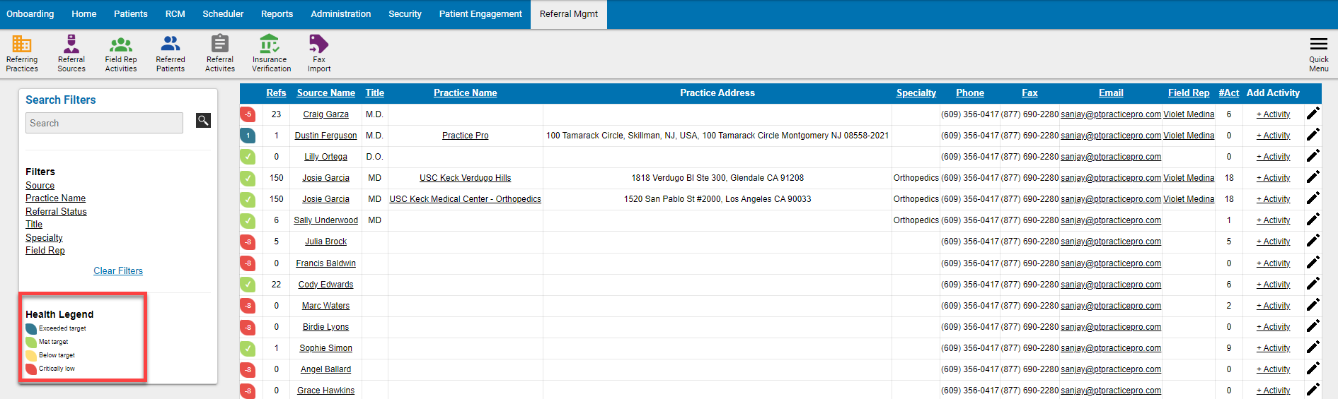 Set Goals for Referral Source (Health Legend) – Practice Pro Knowledge Base