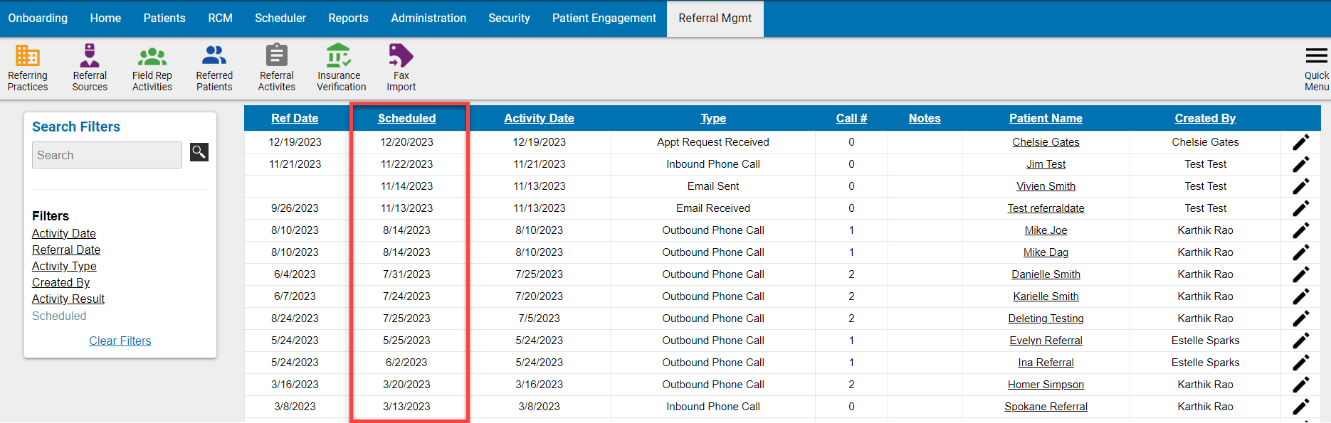 View All Referral Activities – Practice Pro Knowledge Base