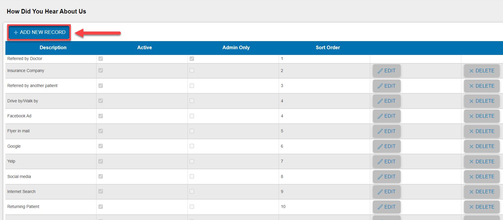 Update Your 'How did you hear about us?' List – Practice Pro Knowledge Base