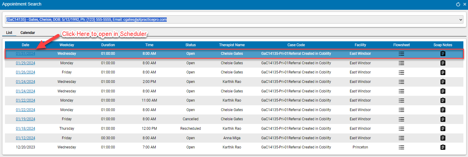 Search for an Appointment – Practice Pro Knowledge Base