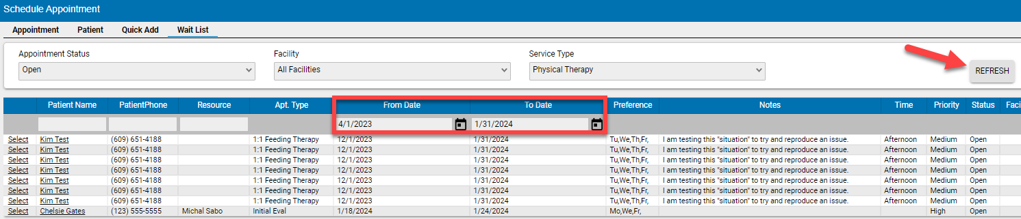Schedule a Patient from the Waitlist – Practice Pro Knowledge Base