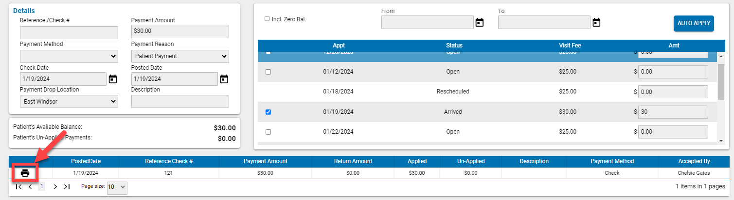 Print a Patient's Receipt – Practice Pro Knowledge Base