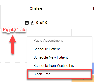 Block Time Off on the Scheduler – Practice Pro Knowledge Base
