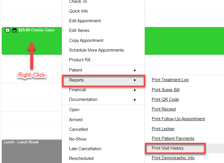 Print Visit History – Practice Pro Knowledge Base