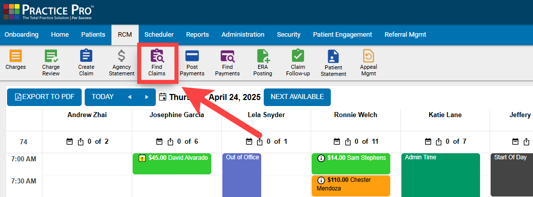 View Previously Run Claims – Practice Pro Knowledge Base