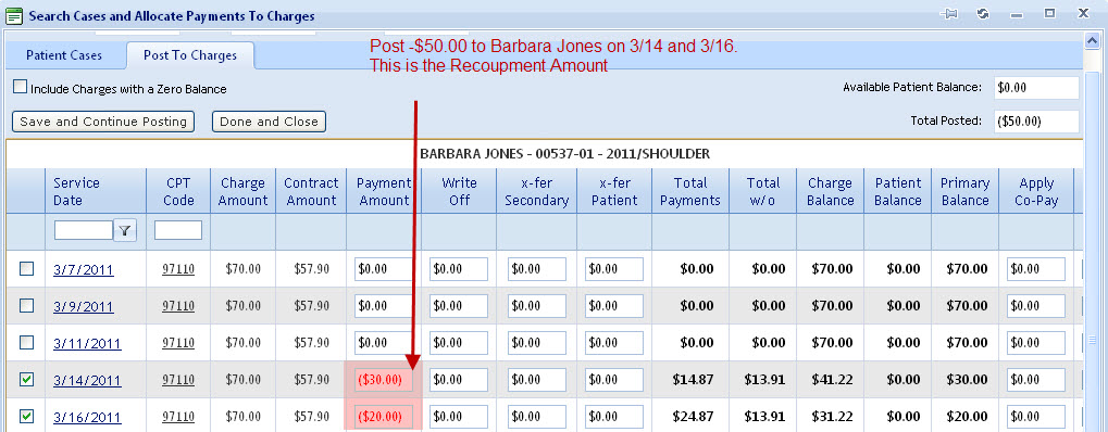 Post a Recoupment (takeback) – Practice Pro Knowledge Base