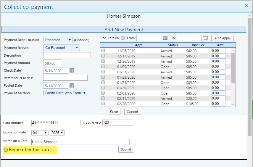 Collecting Payment Using Card Connect Practice Pro Knowledge Base
