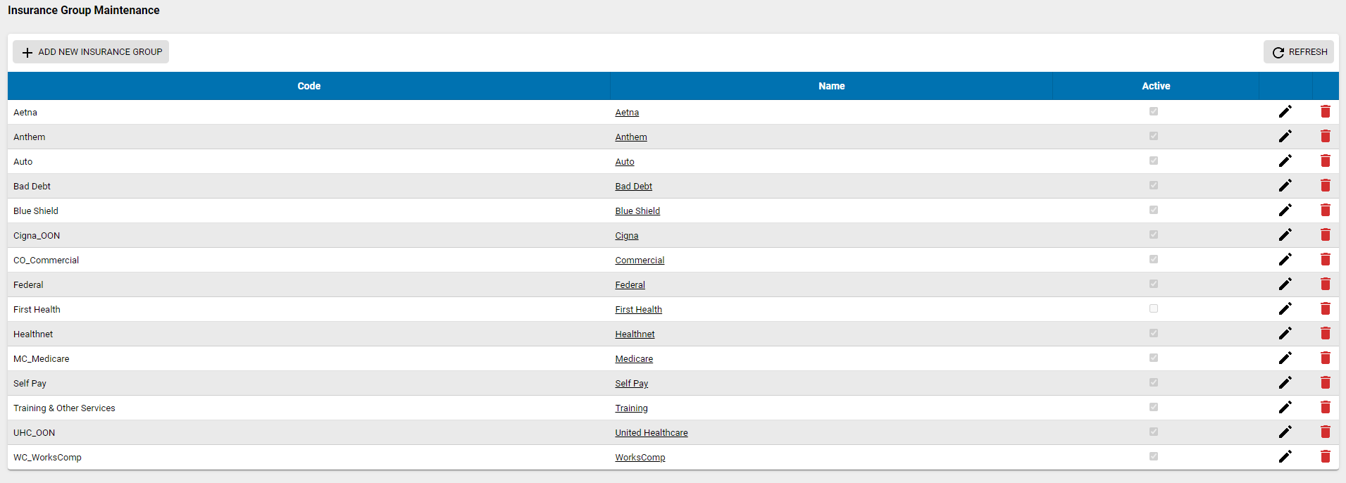Insurance Groups – Practice Pro Knowledge Base