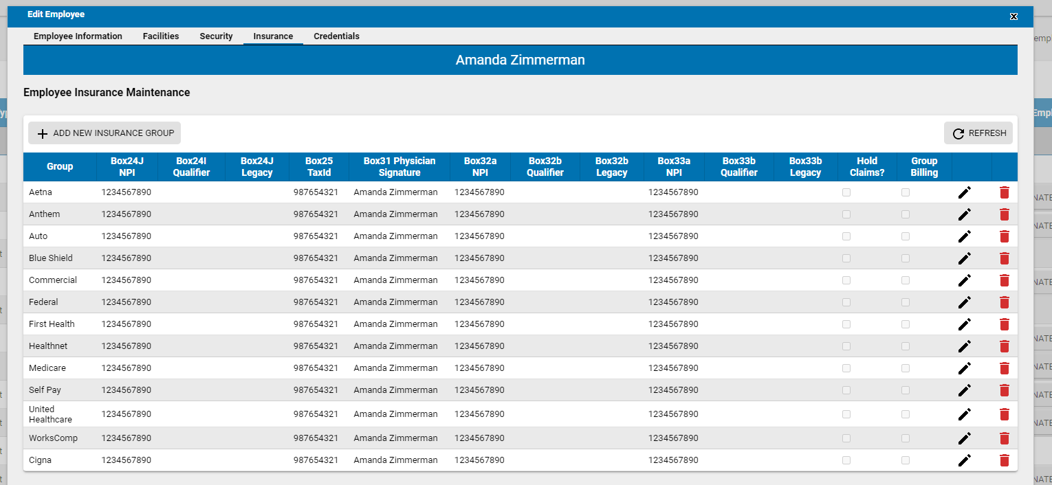 Insurance Groups – Practice Pro Knowledge Base