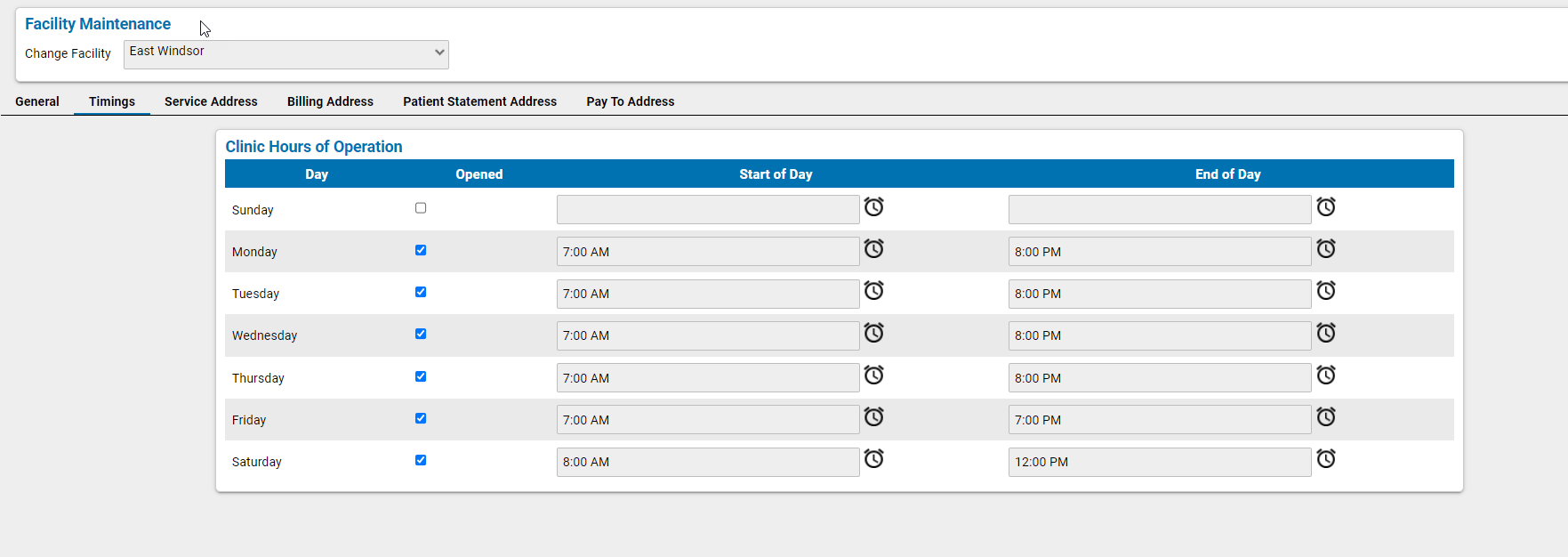 Timings – Practice Pro Knowledge Base